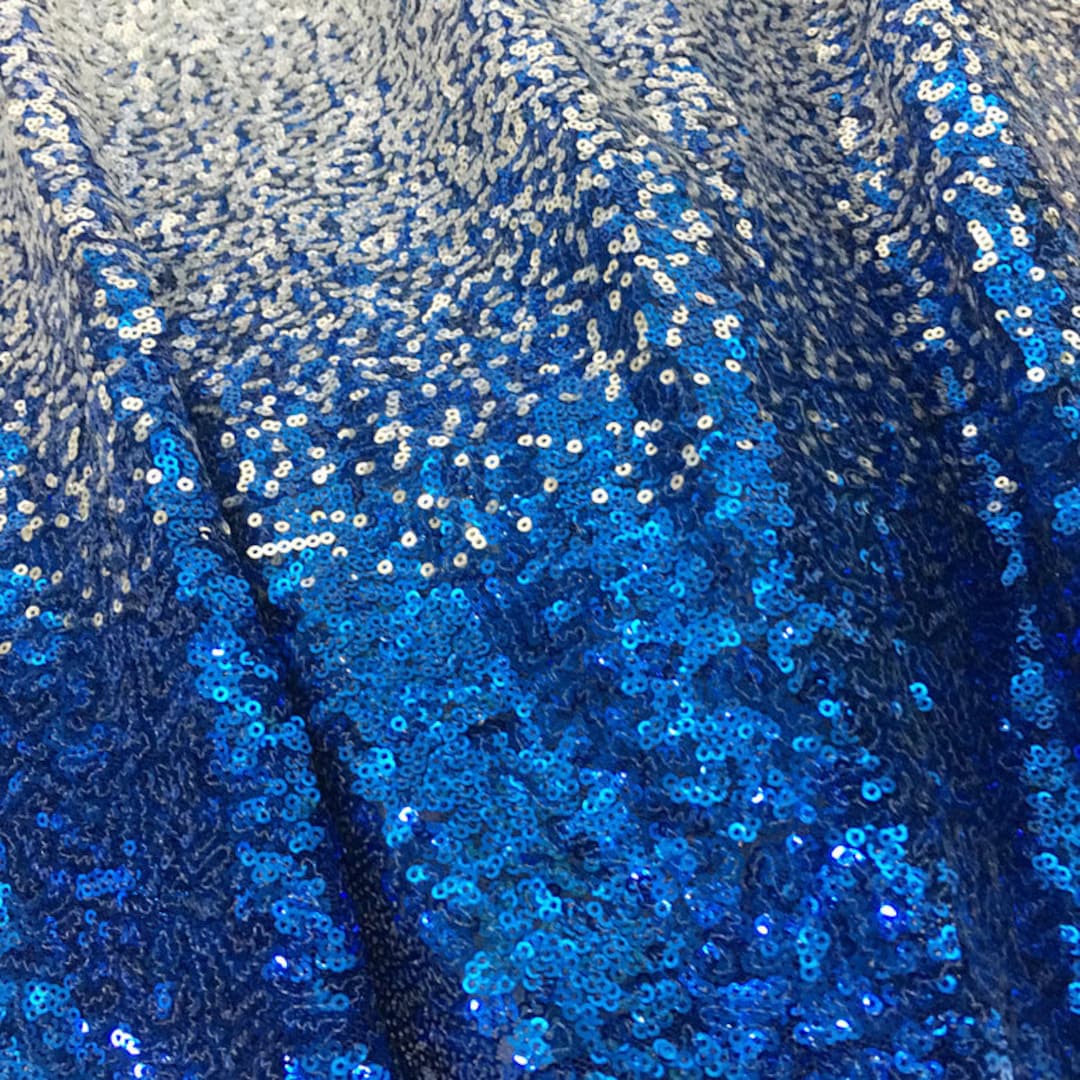 Royal Blue and Silver Sequins Ombre Lace Fabric, Paillette Sequin ...