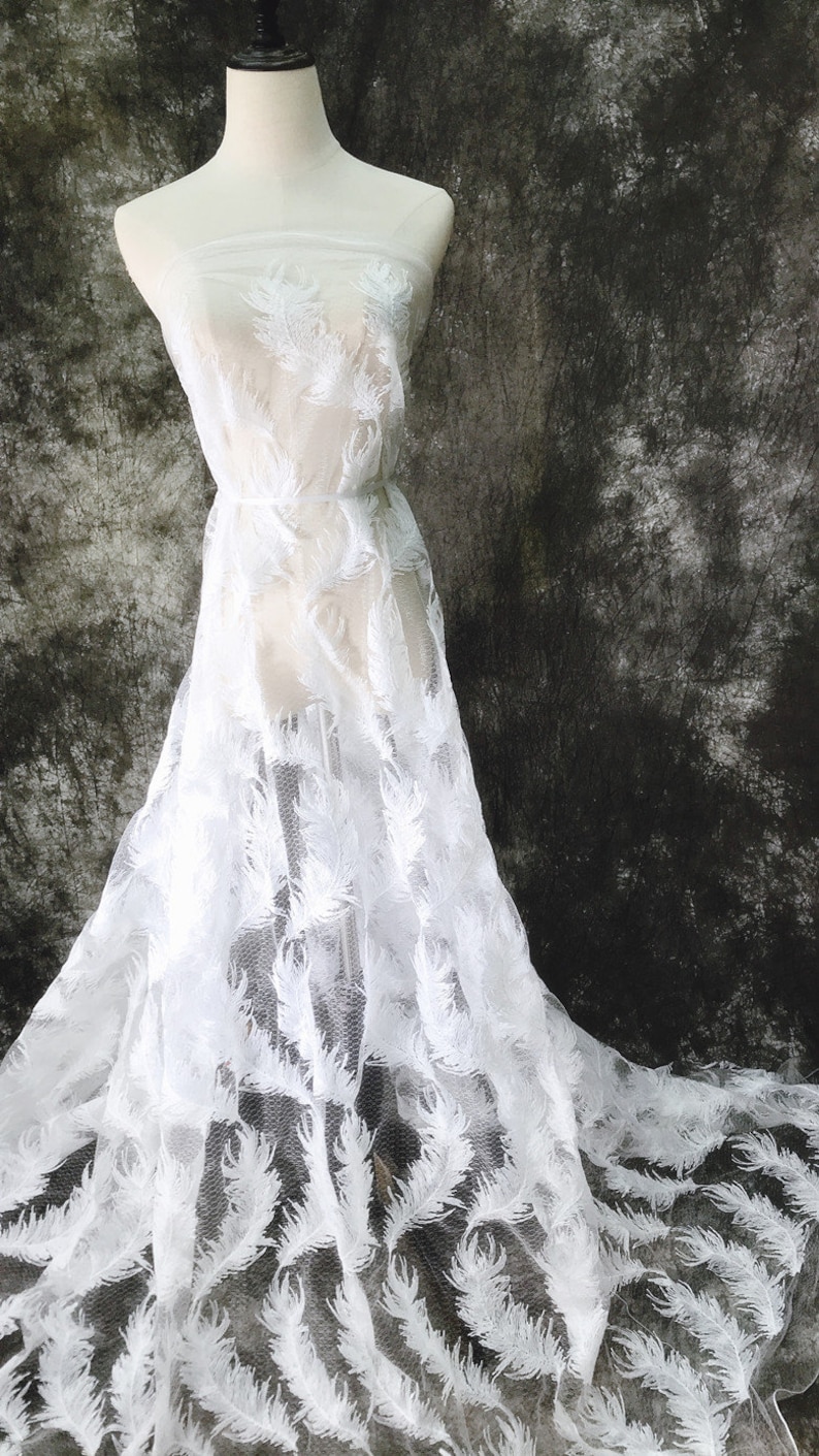 Fairy Embroidery Feather Lace Fabric in off White for Prom | Etsy