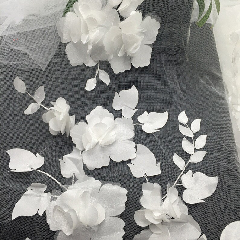 Gorgeous 3D Flower Embroidery Lace Fabric in Off white / | Etsy