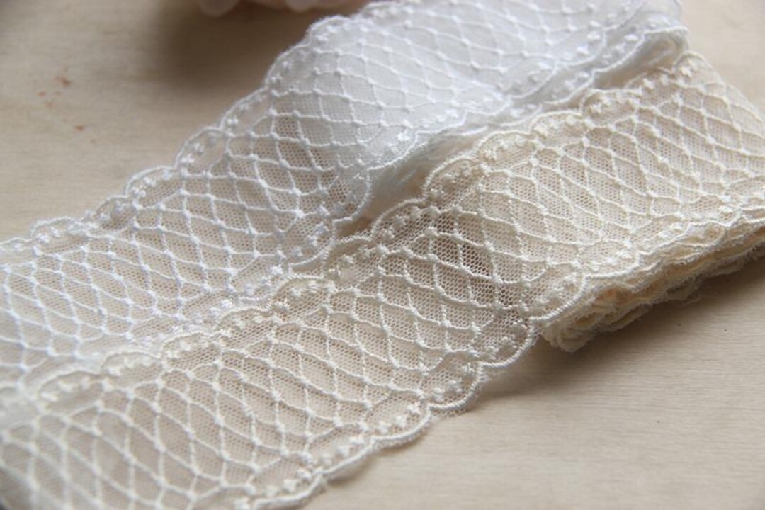 Grid Cotton Embroidery Lace Trim, Vintage Style Scallop Borders Wedding ...