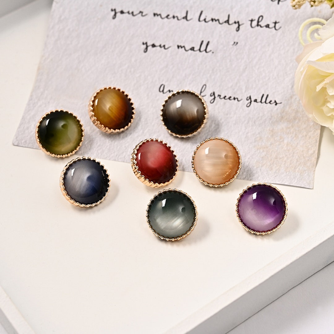 6 Pcs Colorful Opal Shank Buttons, Semicircle Resin, DIY Craft Button ...