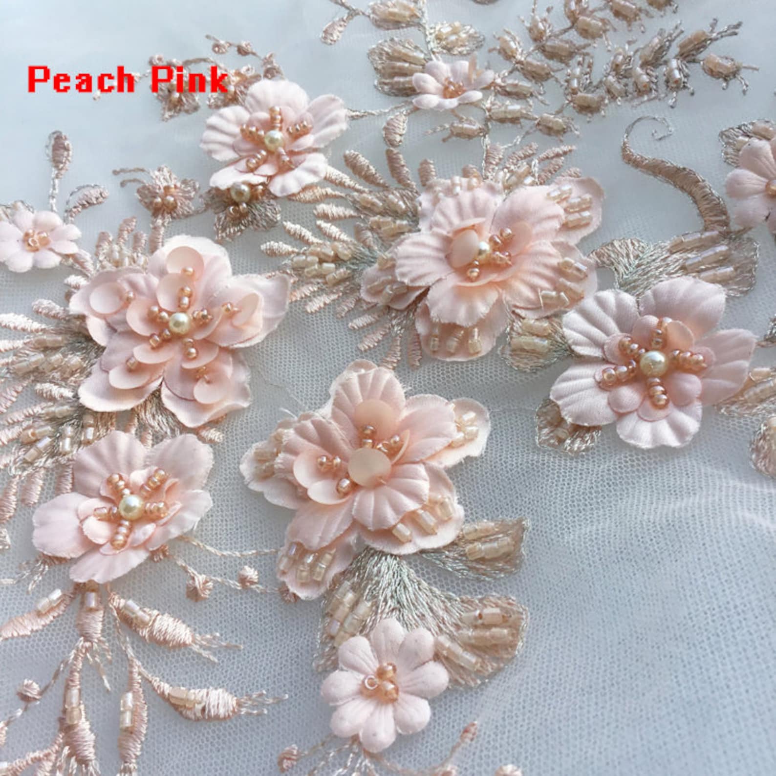 Beaded Applique Bridal Applique 3d Flower Embroidery Appliqués - Etsy