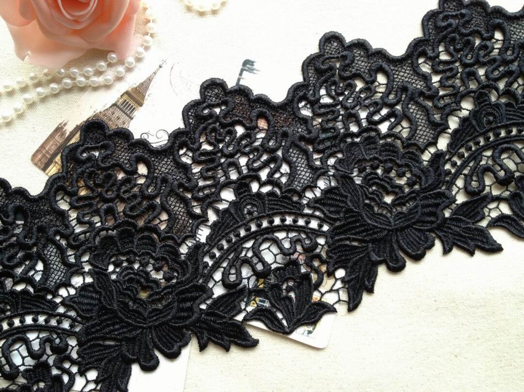 Gorgeous Black Venice Lace Vintage Rose Lace Trim for Altered - Etsy