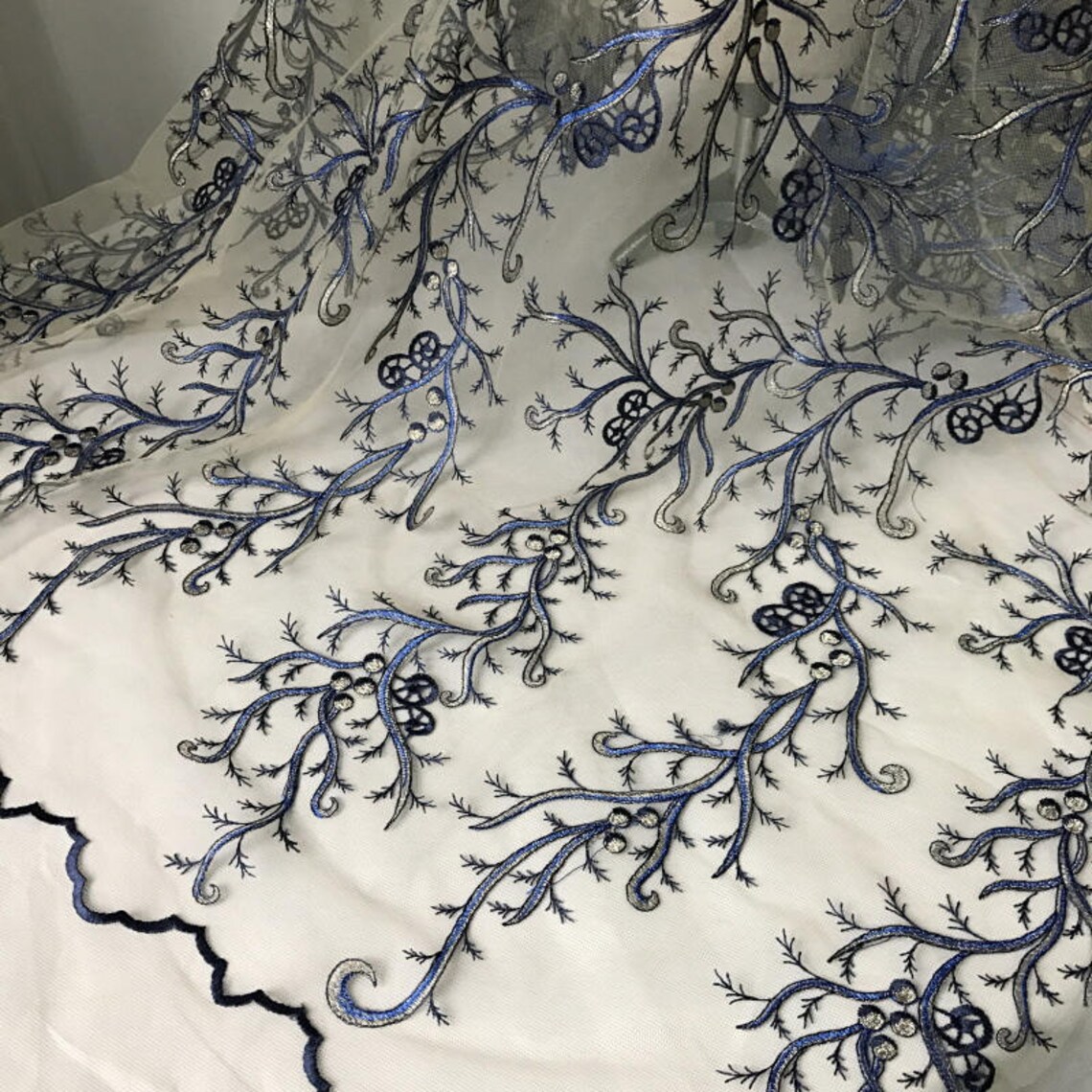 Royal blue fabric gold embroidered lace fabric lace dress | Etsy