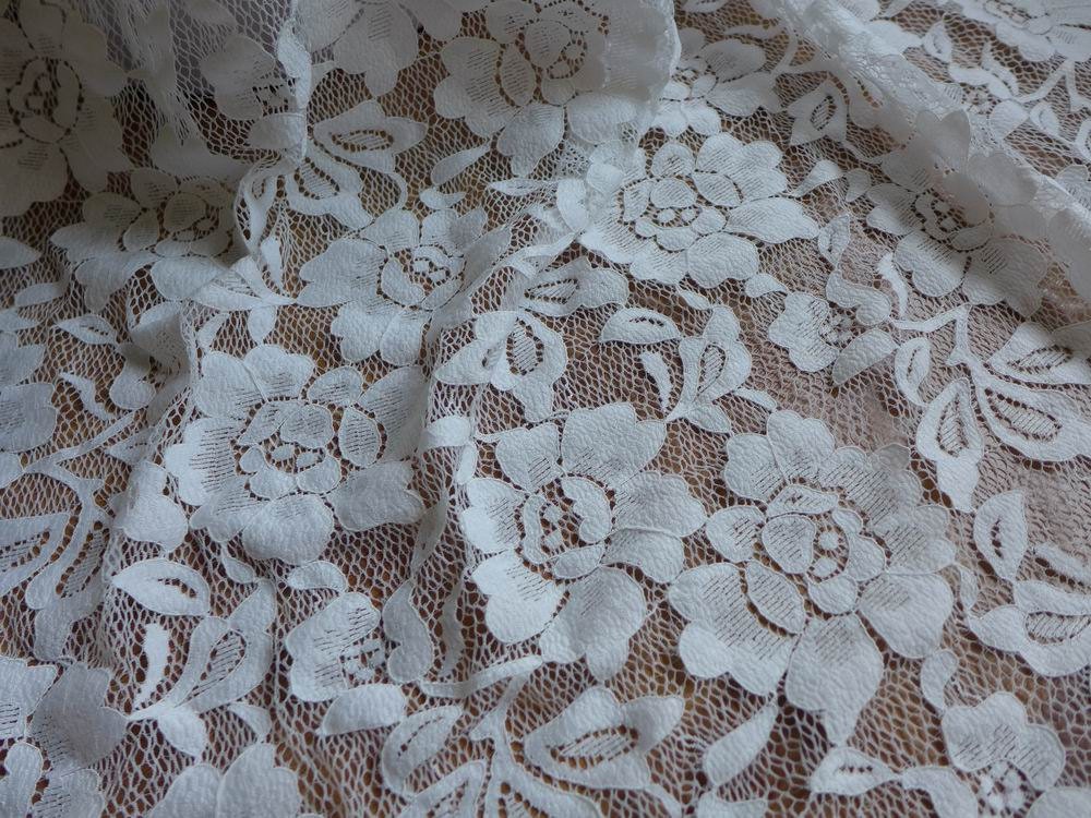 Off White Rose Fabric 4 Ways Stretch Floral Fabric Romantic | Etsy