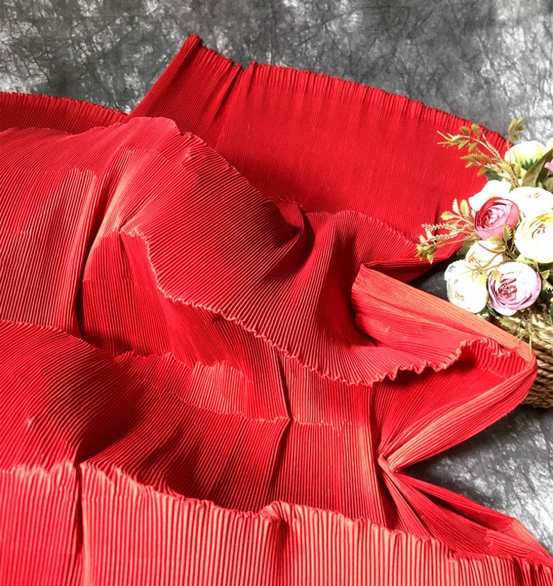 Stiff Ruffled Fabric in Pink, Pleated Texture Bridal Gown Fabric for ...