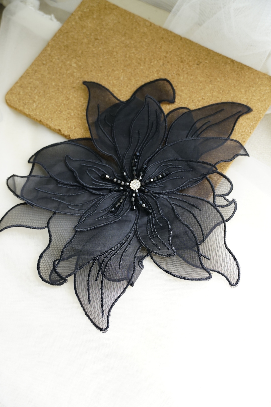 Embroidery 3D Sheer Organza Bridal Flowers, Multi Layers Pin Bridal ...