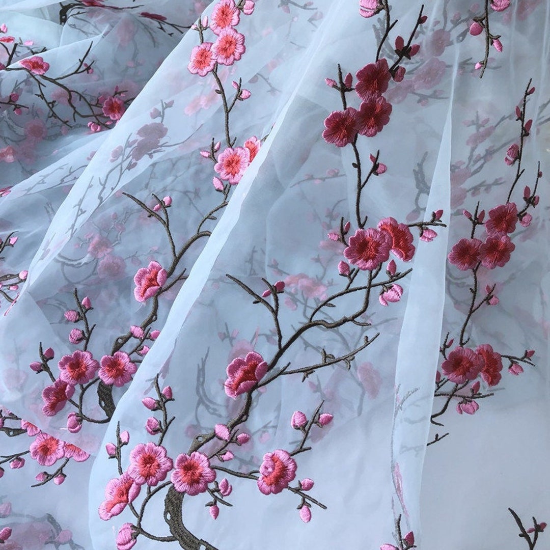 Blooming Plum Bossom Lace Applique, Organza Based Embroidery Bodice ...