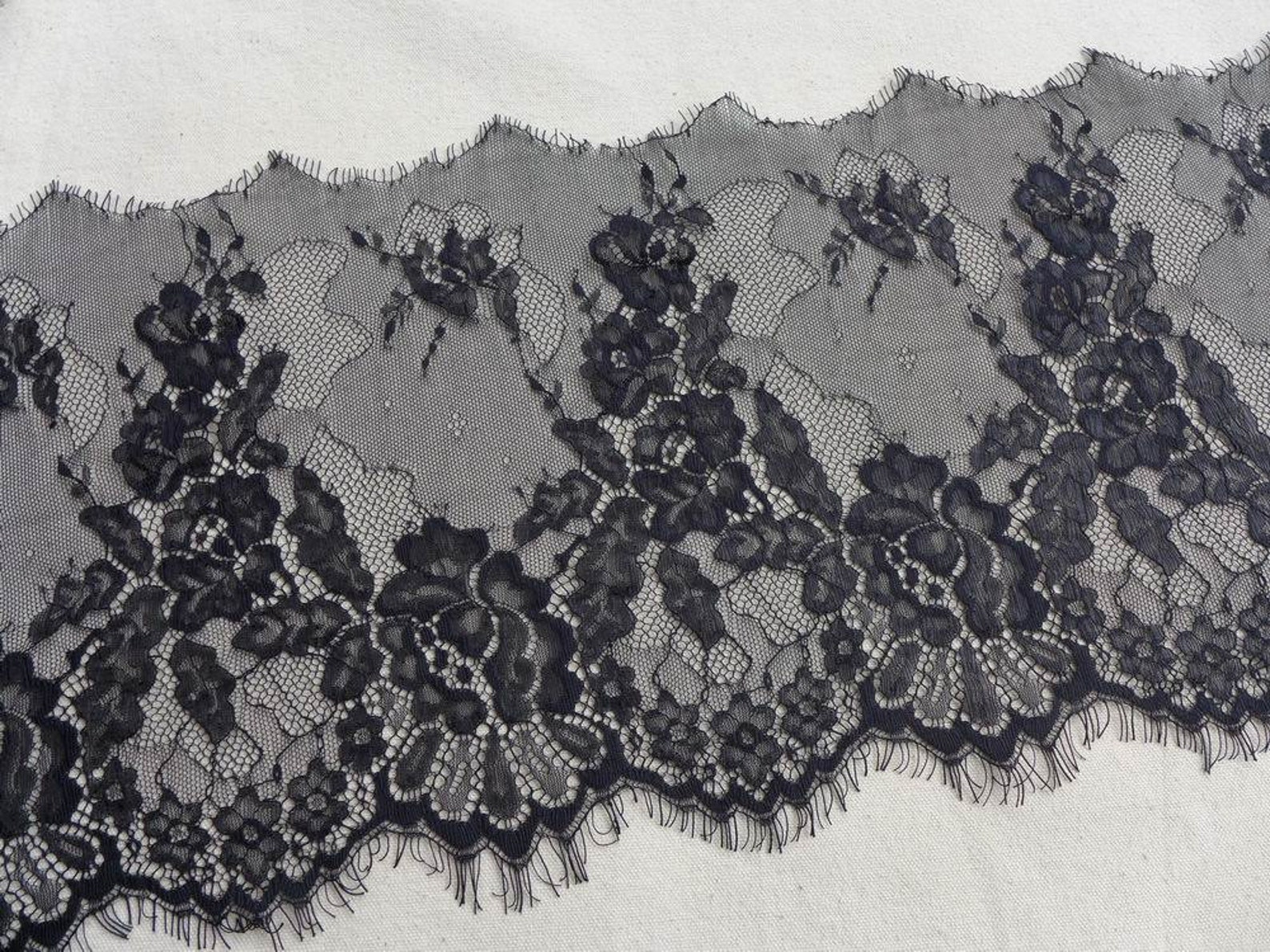 3 Yds Black Lace Trim Embroidery Floral Lace Fabric Trim - Etsy