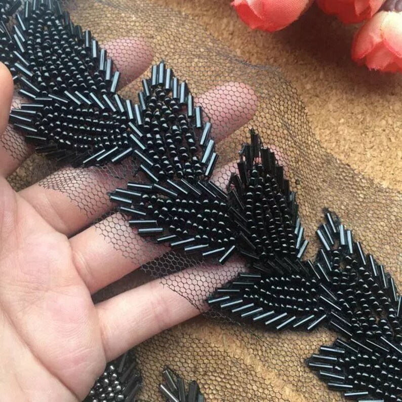 Beaded Trim / Beading Leaf Trail Trim / Bridal Sash Trim / | Etsy