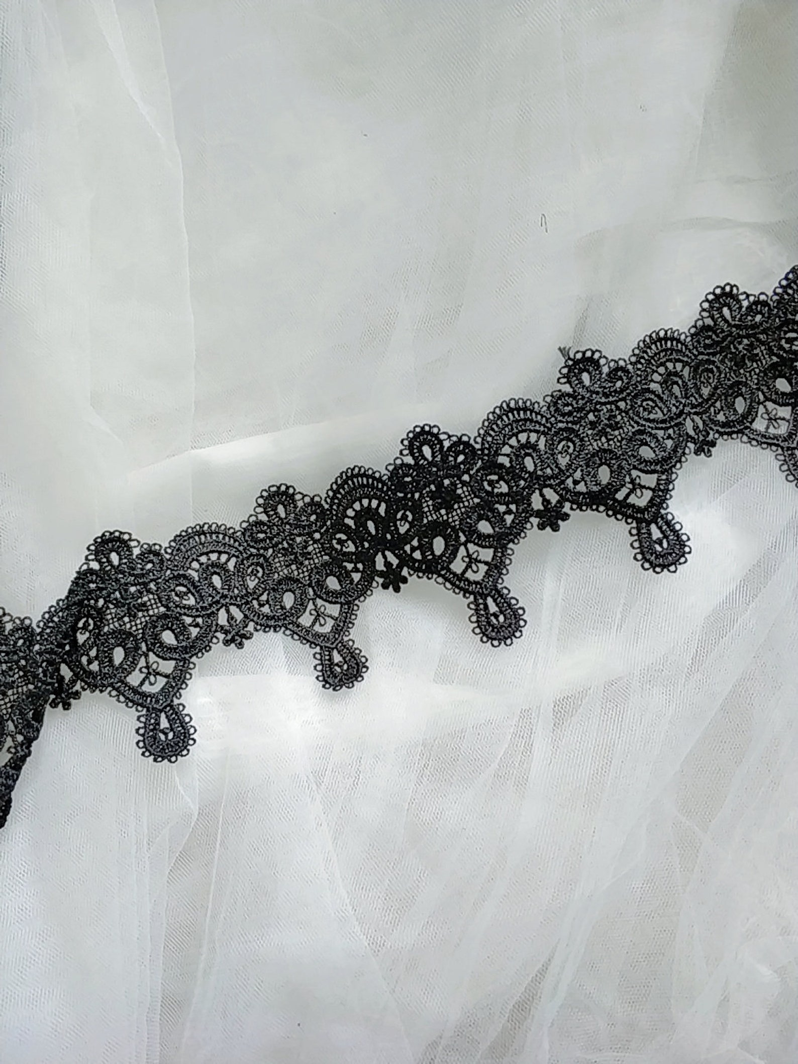 Black Venice Lace Trim Retro Rococo Lace Black Bridal Lace - Etsy