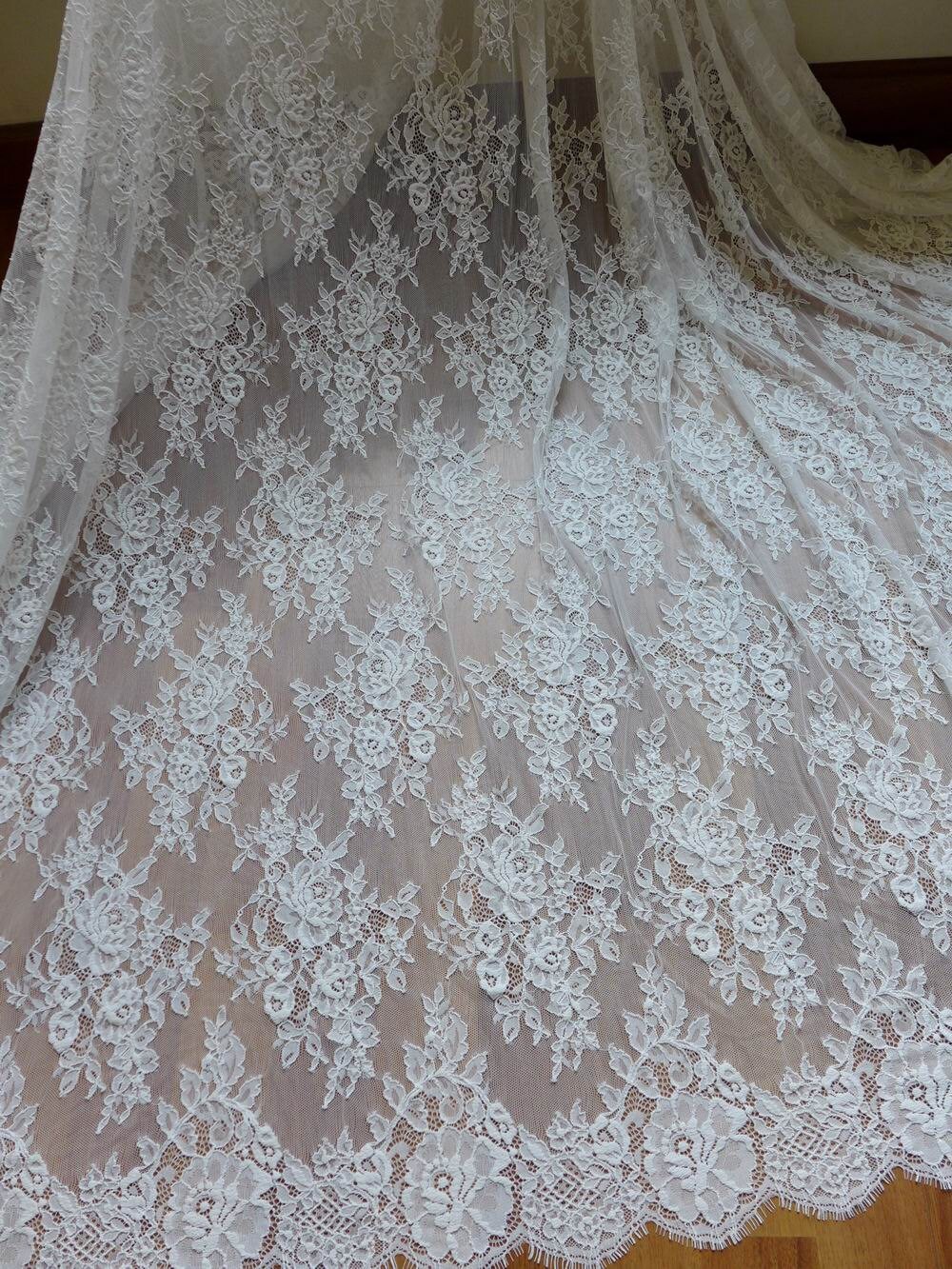Off White Wedding Lace Fabric Soft Chantilly Floral Fabric - Etsy