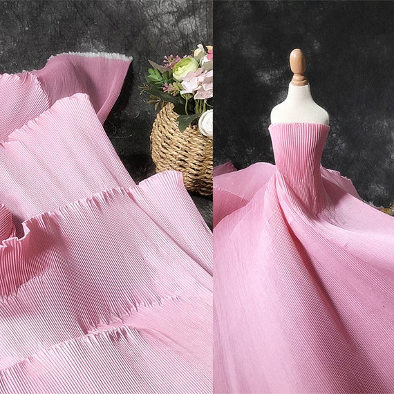 Stiff Ruffled Fabric in Pink Pleated Texture Bridal Gown | Etsy
