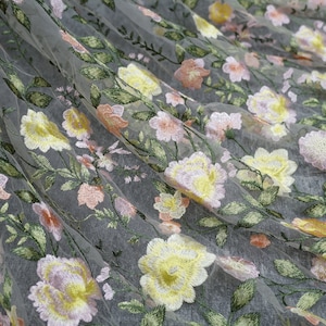 Multi-colors Petals Embroidery Overlay Bridal Tulle Lace Fabric in ...