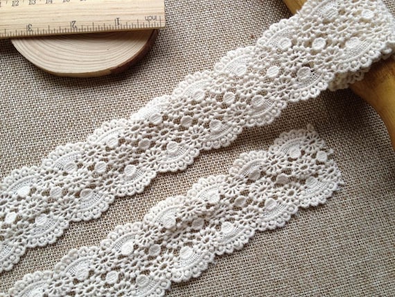 2 Yards Beige Cotton Lace Trim vintage Lace Trim Retro Scalloped Lace Circles Design Lace For DIY Crafts Etsy France
