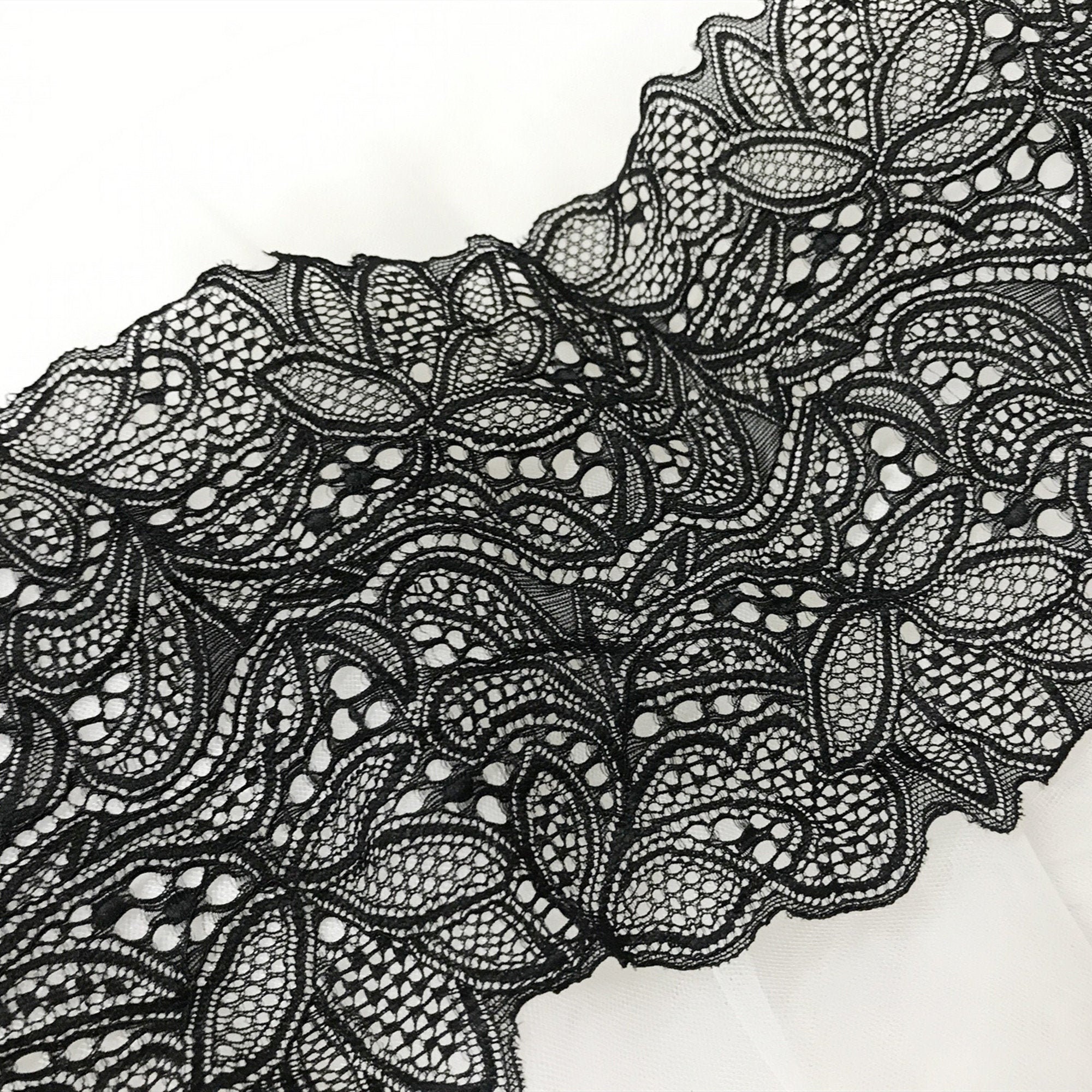 6.3 Wide Stretch Lace Black Elastic Fabric for Garment | Etsy