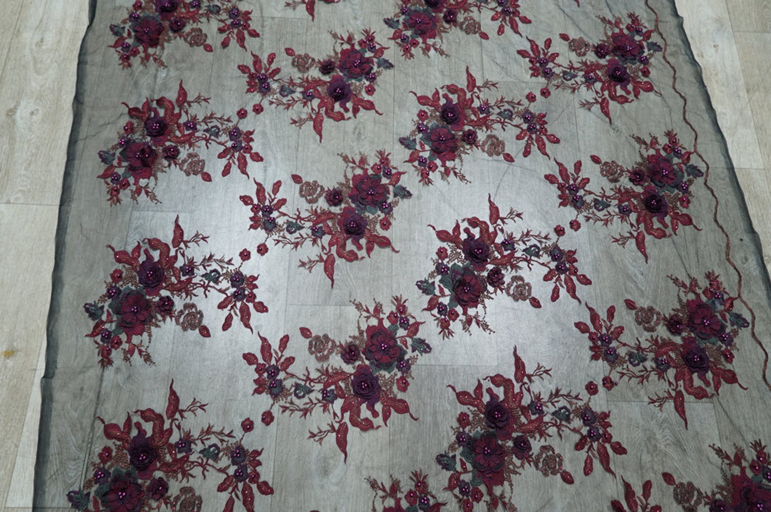 Multicolor Lace Fabric Beaded Flower Applique 3d Layers | Etsy