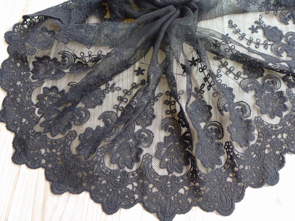 Black Cotton Lace Embroidery Mesh Lace Trim With Rose Pattern - Etsy