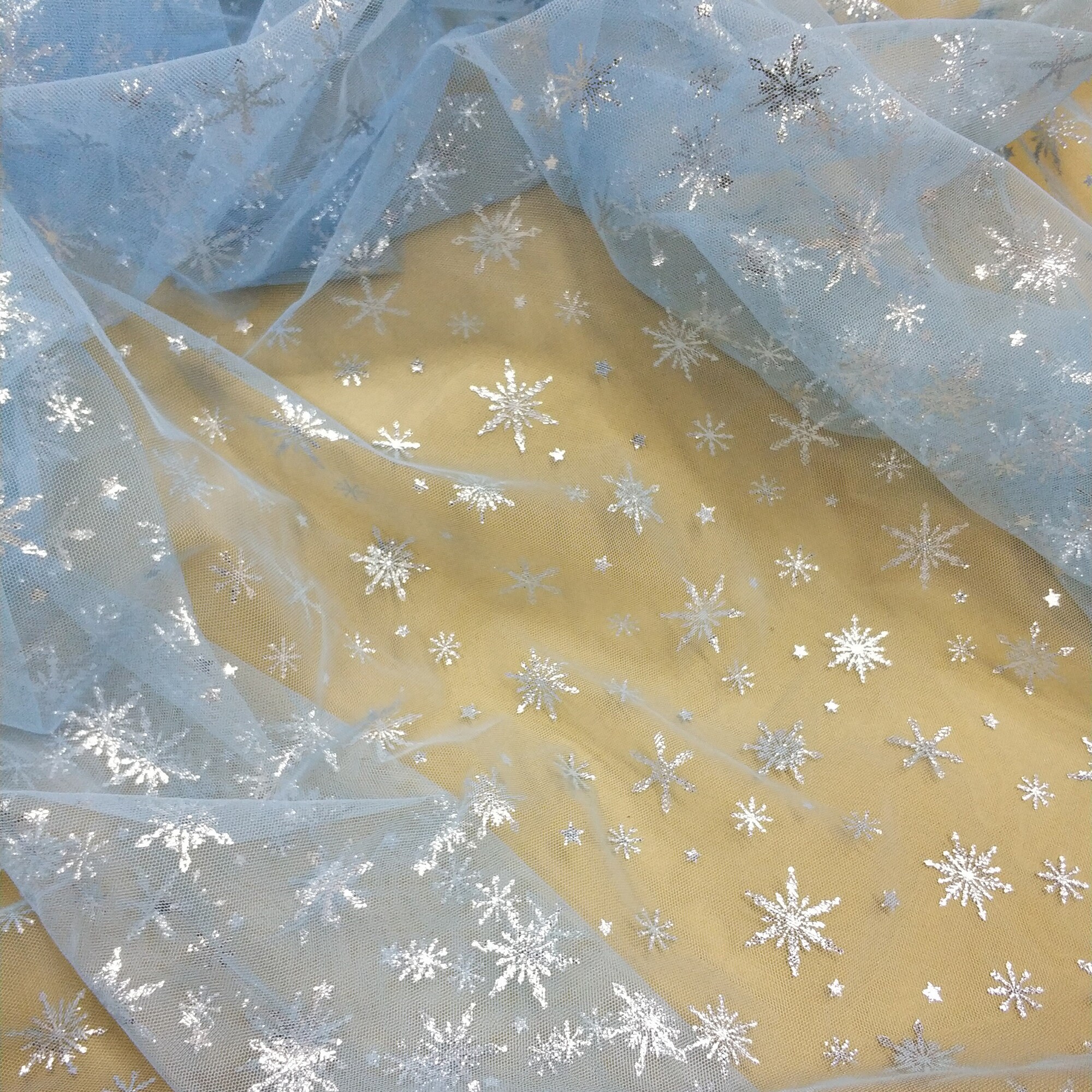 Frozen Print Silver Snowflake Tulle Lace Fabric Sheer Mesh | Etsy