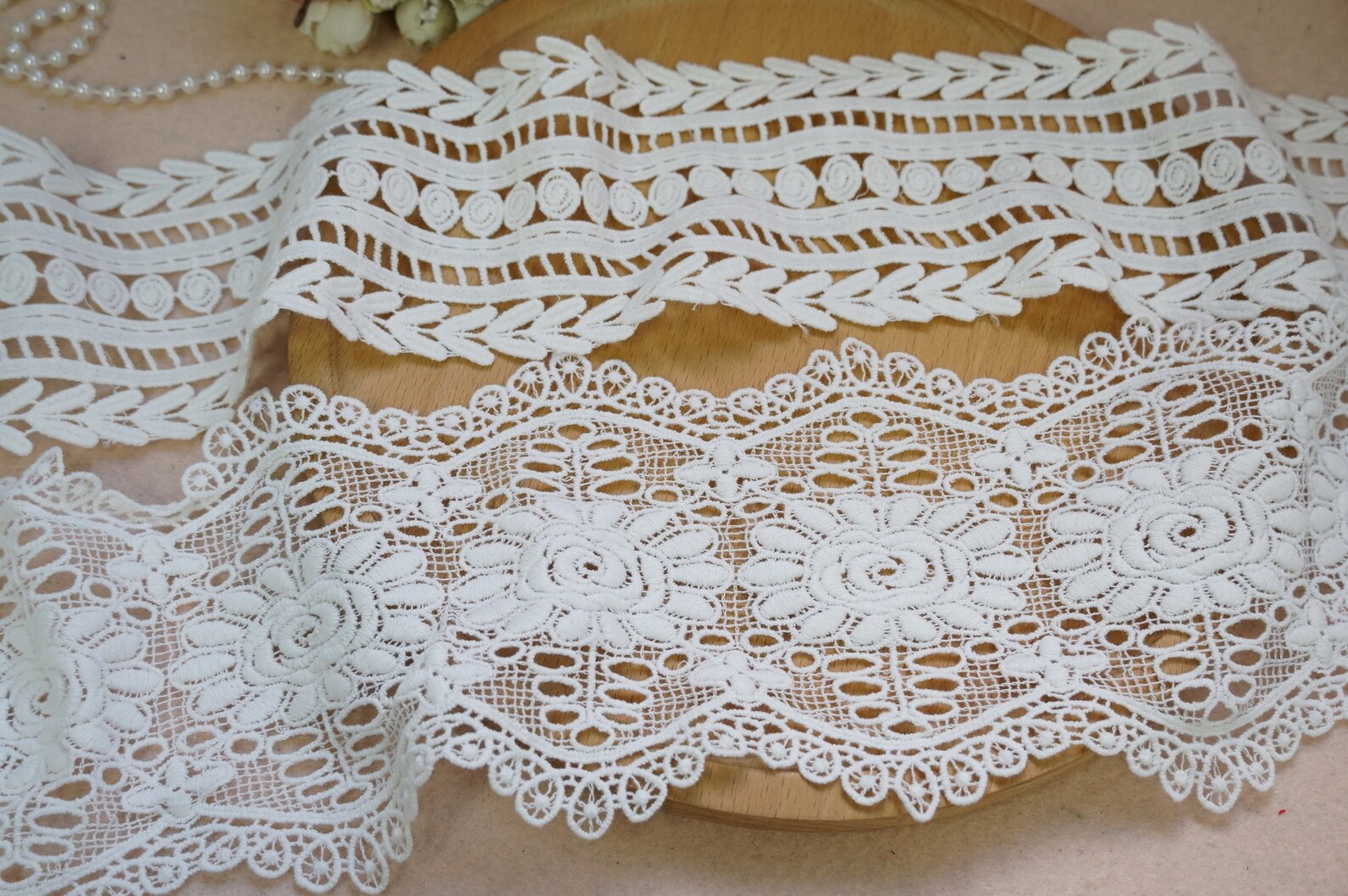 Unusual Circle Flower Cotton Lace Trim Pure Cotton Lace Trim - Etsy