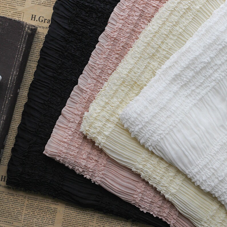Soft Pleated Chiffon Lace Fabric, Striped Frill Ruffled Lace Fabric for ...