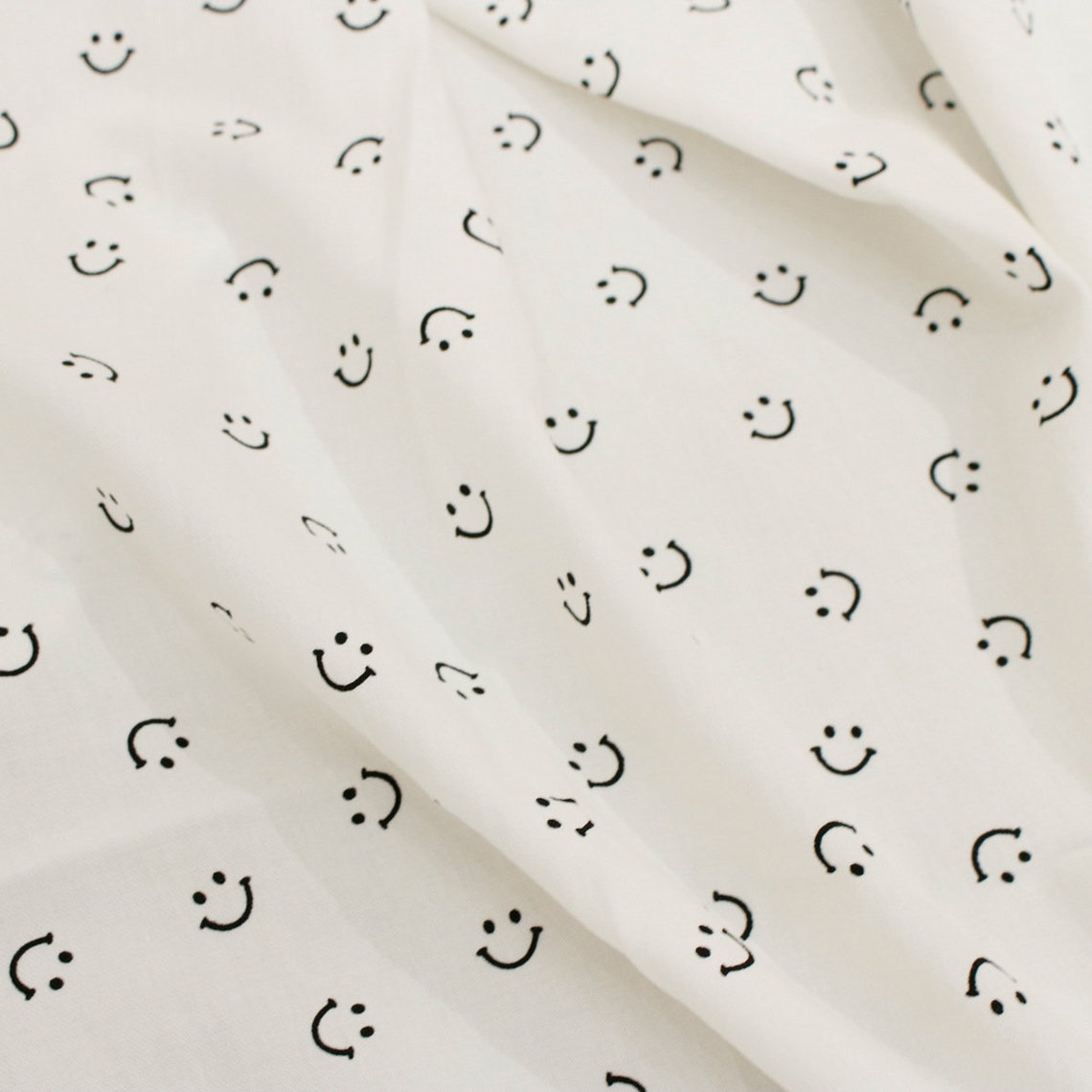 Lovely Print Smile Face Cotton Fabric Breathable Cotton | Etsy