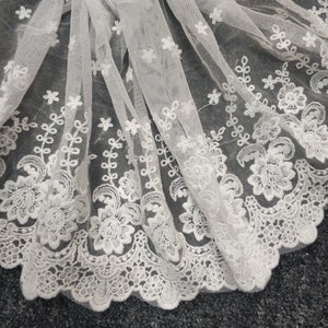 WIDE off White Lace Trim, Bridal Embroidered Floral Lace, off White ...