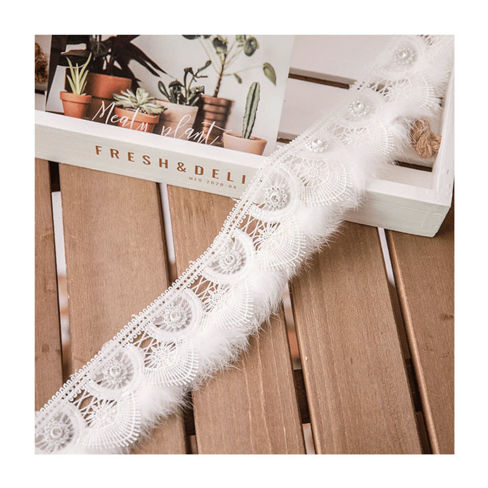 Adorable Fluffy Floral Lace Trim in off White, Pleated Tulle Lace Trim ...