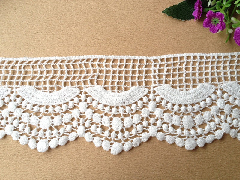 Off White Cotton Lace Scalloped Lace Venice Lace Trim | Etsy
