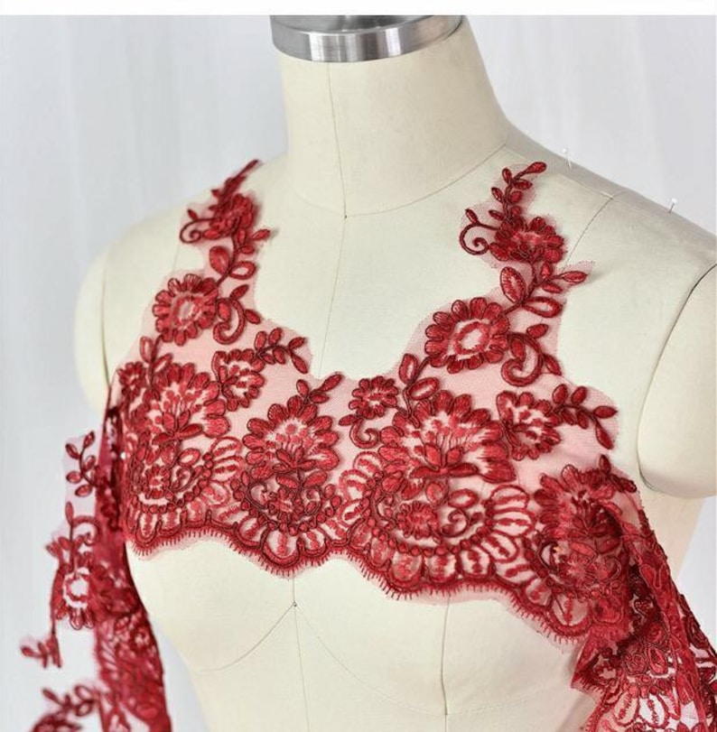 Alencon Lace Trim, Royal Blue Trim, Corded Embroidery Flower Lace ...