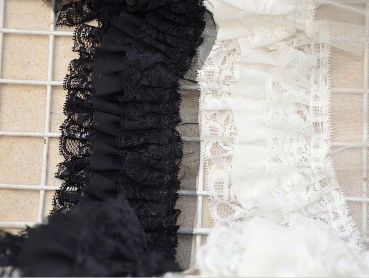Black Fold Lace / off White Ruffle Lace Trim for Baby Dress - Etsy
