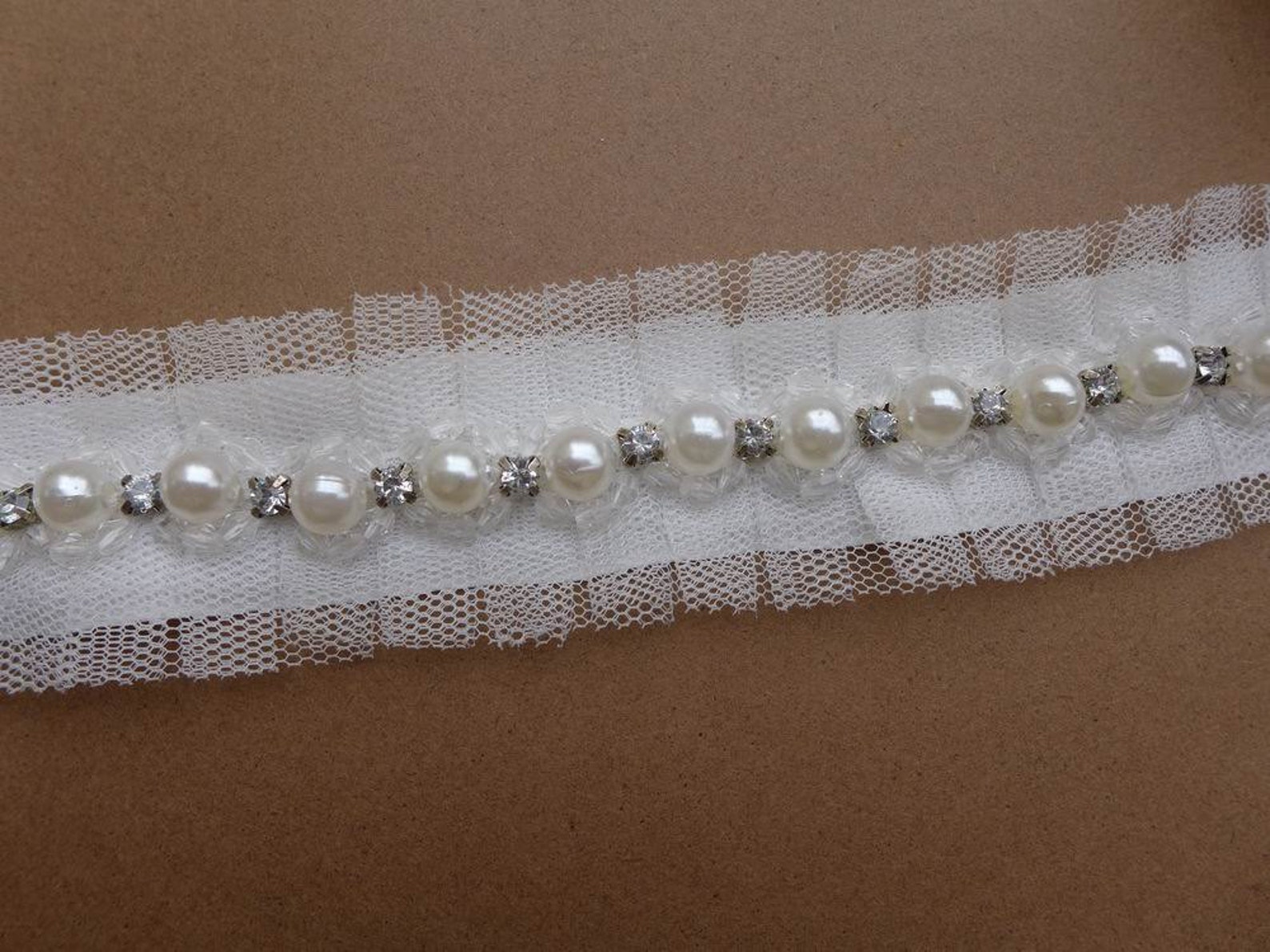 Beaded Lace Trim Vintage White Lace Pearl Beaded Trim for - Etsy