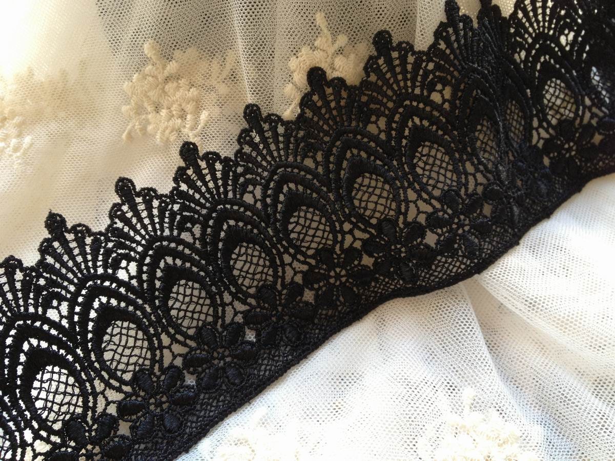 Black Lace Fabric Trim Venice Lace With Peacock Design - Etsy