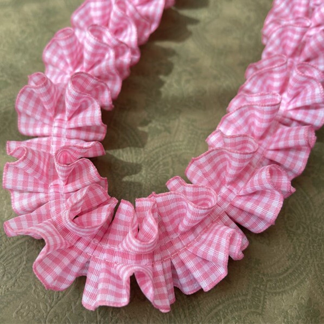 Pink White Grid Pleated Fold Trim, Ruffled Trim for Pet Custom Design ...