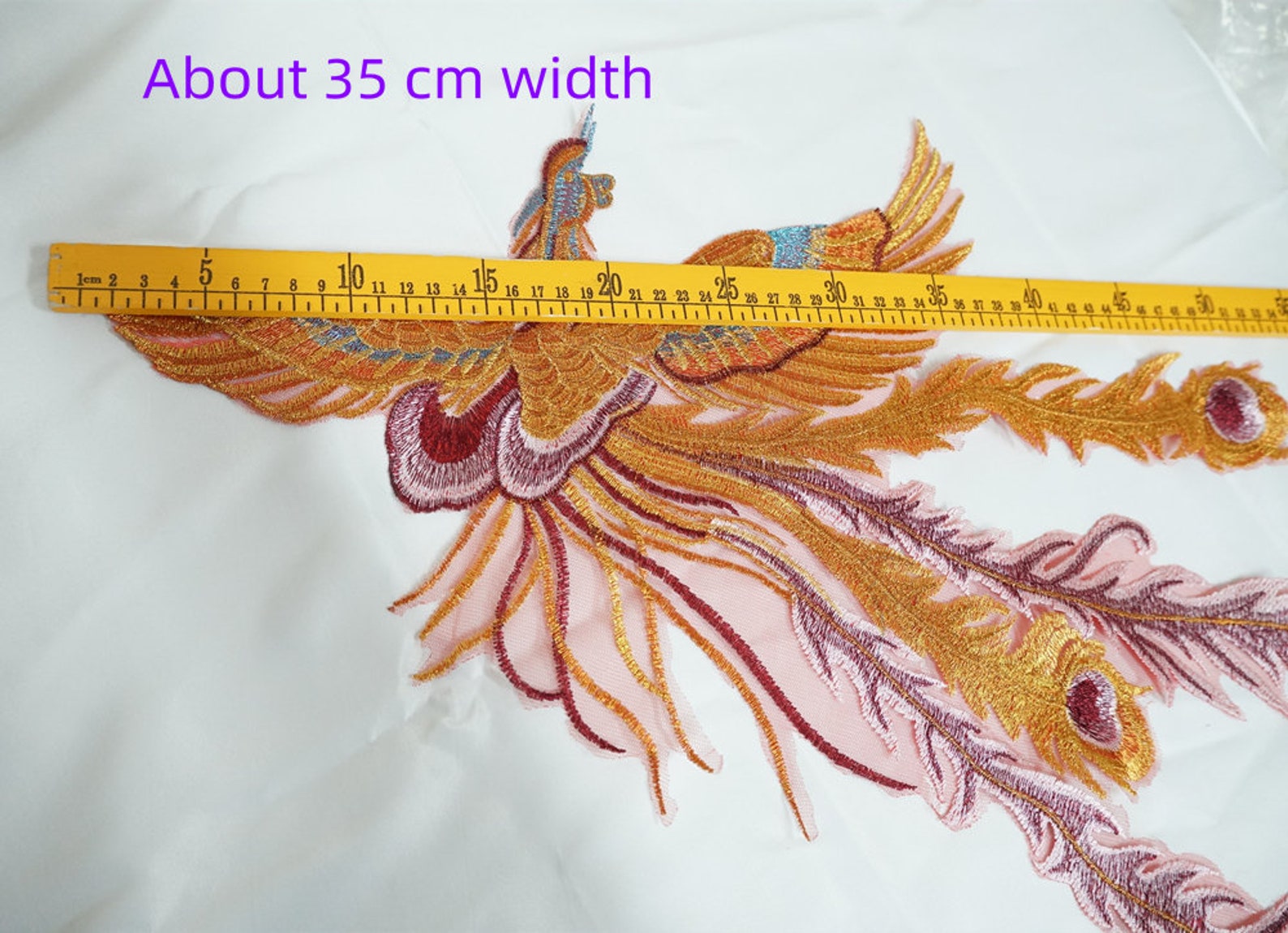 Big Phoenix Tulle Lace Applique, Colorful Sew on Patch, Embroidery ...