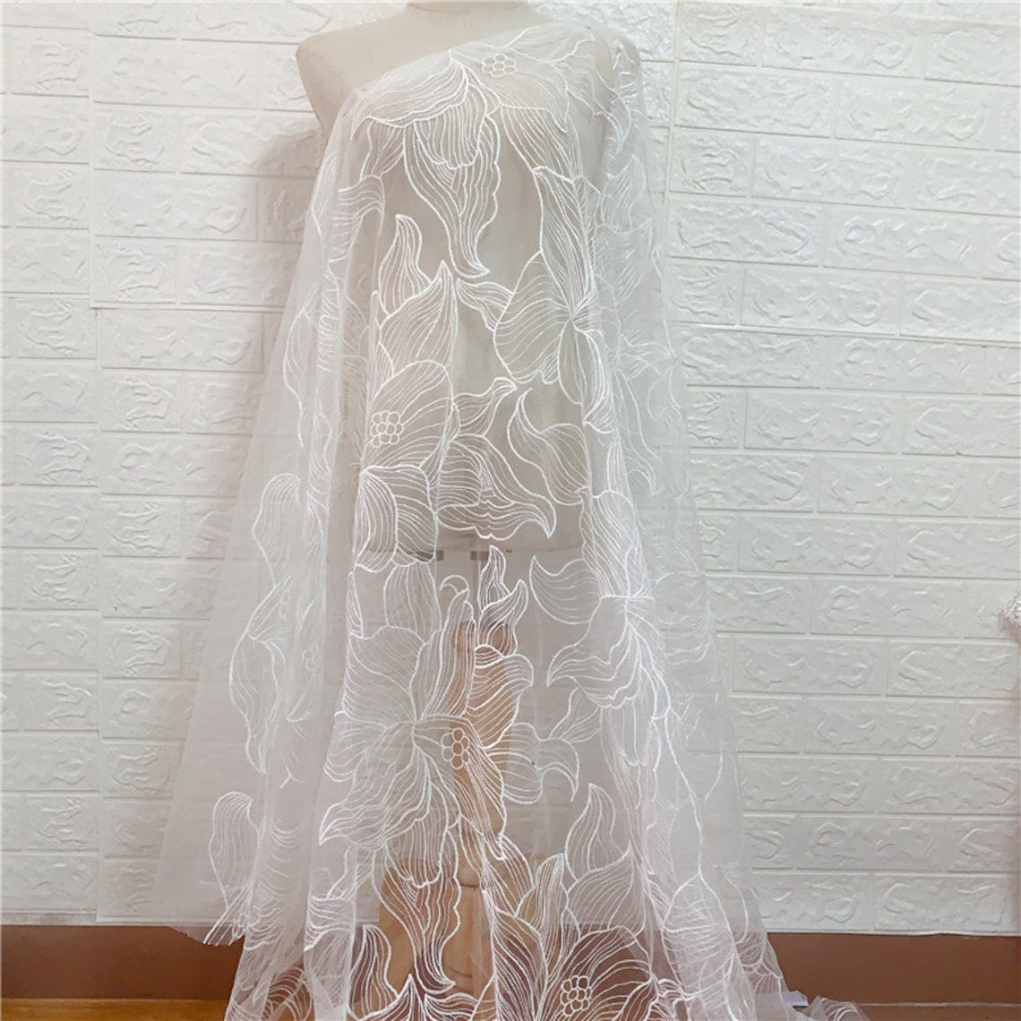 Embroidery Lace Fabric in off White Soft Floral Tulle Lace - Etsy