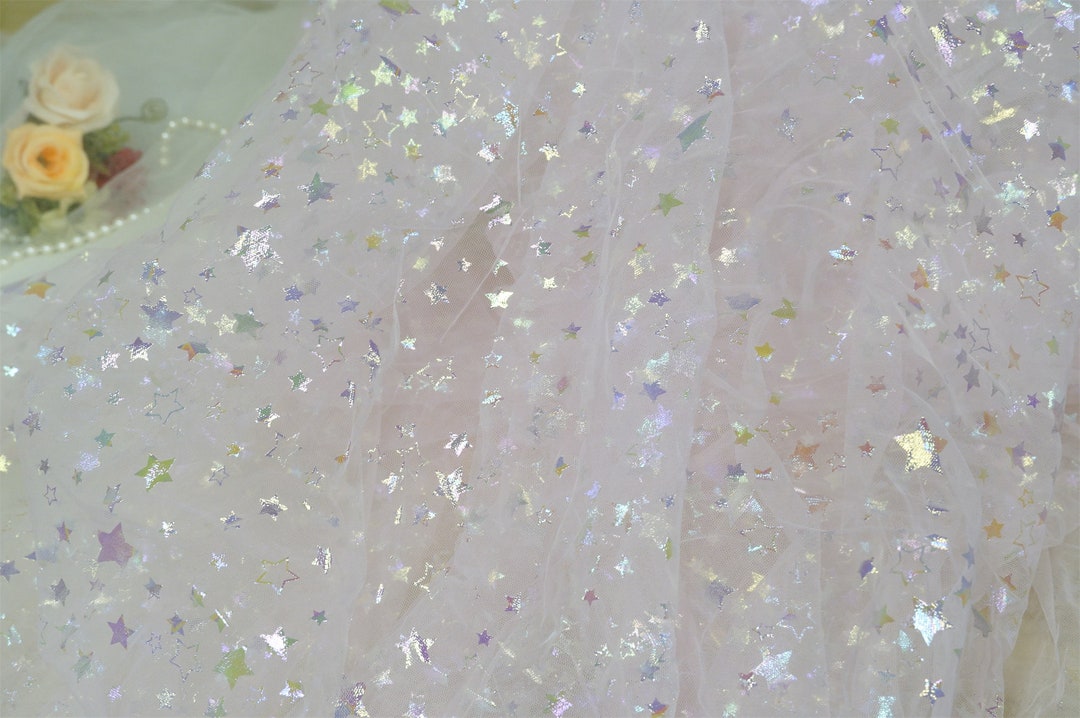 Soft Pink Tulle, Print Stars Tulle Lace Fabric, Print Gradient Starry ...