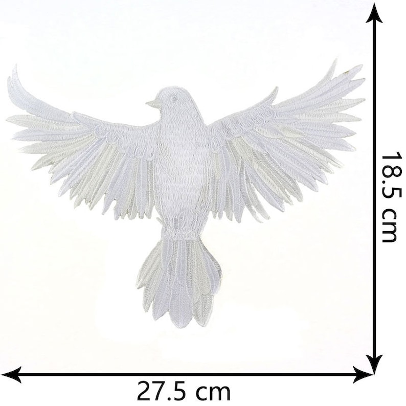 11'' Large Dove Patch in White / Pink / Black, Huge Flying Bird Patch ...