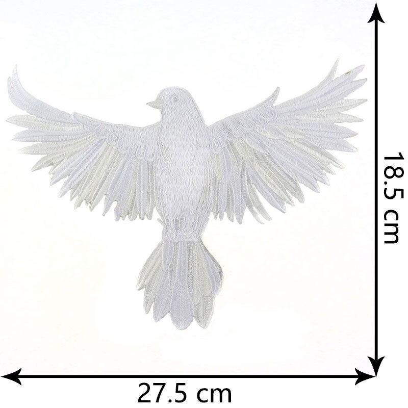 11'' Large Dove Patch in White / Pink / Black, Huge Flying Bird Patch ...