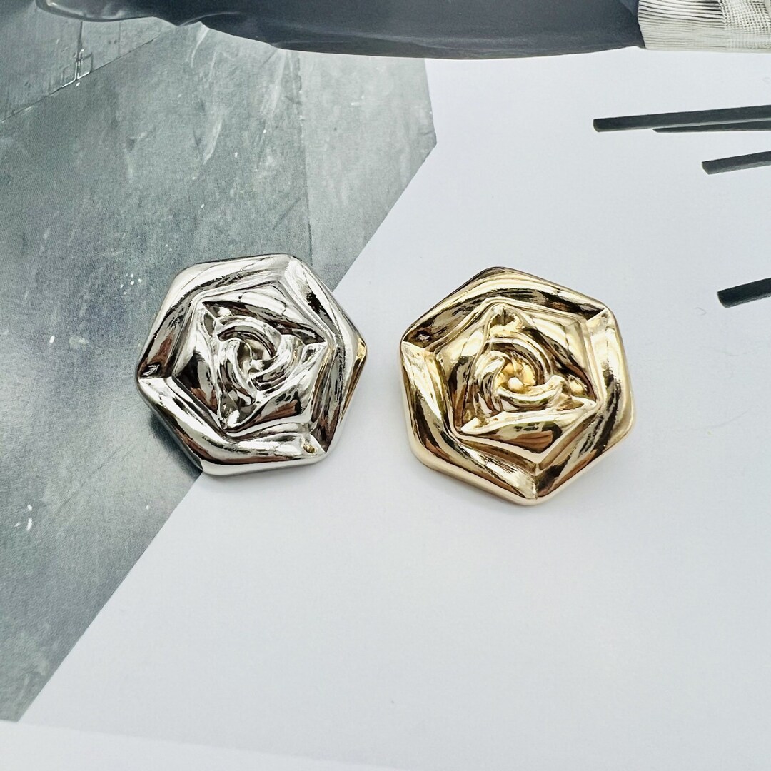 50 Pcs Vintage Rose Flowers Shank Buttons, 3D Sewing Metal Button for ...