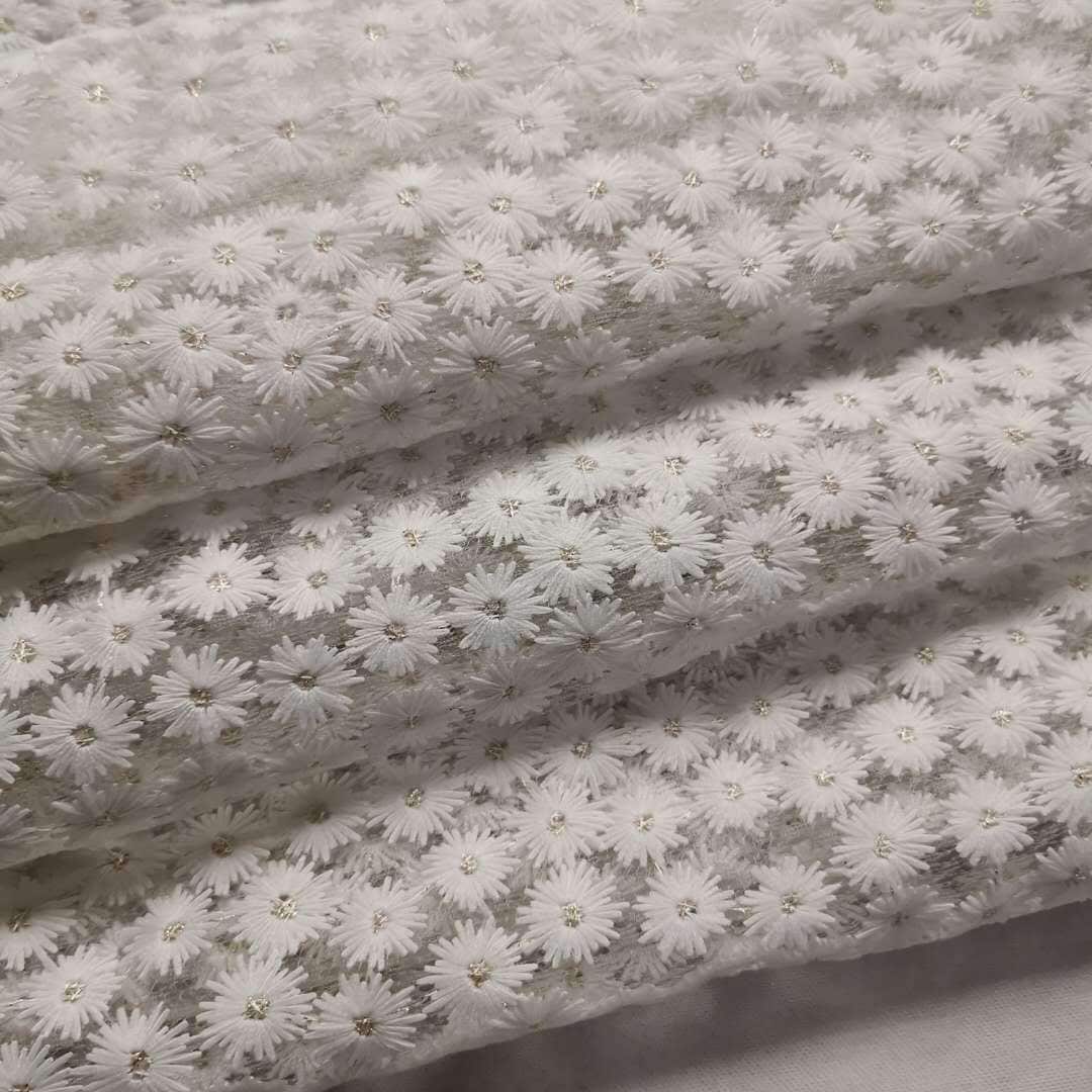 Beige Daisy Floral Overlay Tulle Fabric Diamond Net | Etsy