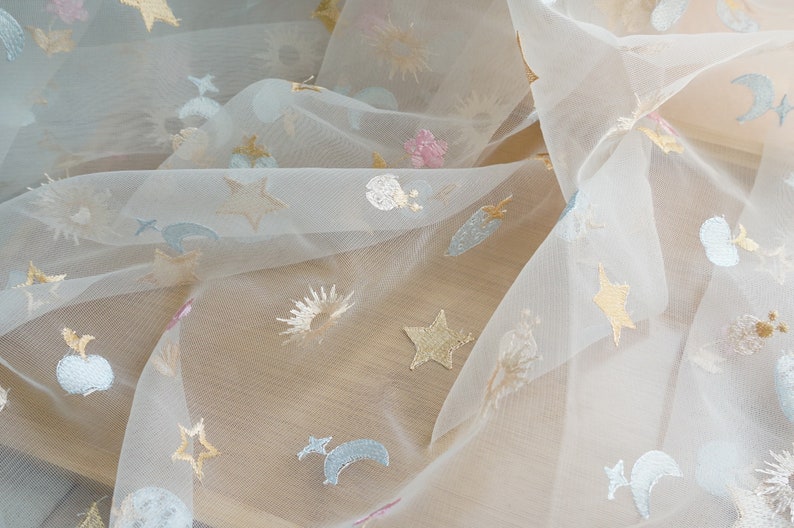 Colorful Embroidered Mesh Fabric Fantasy Galaxy Mesh Lace - Etsy