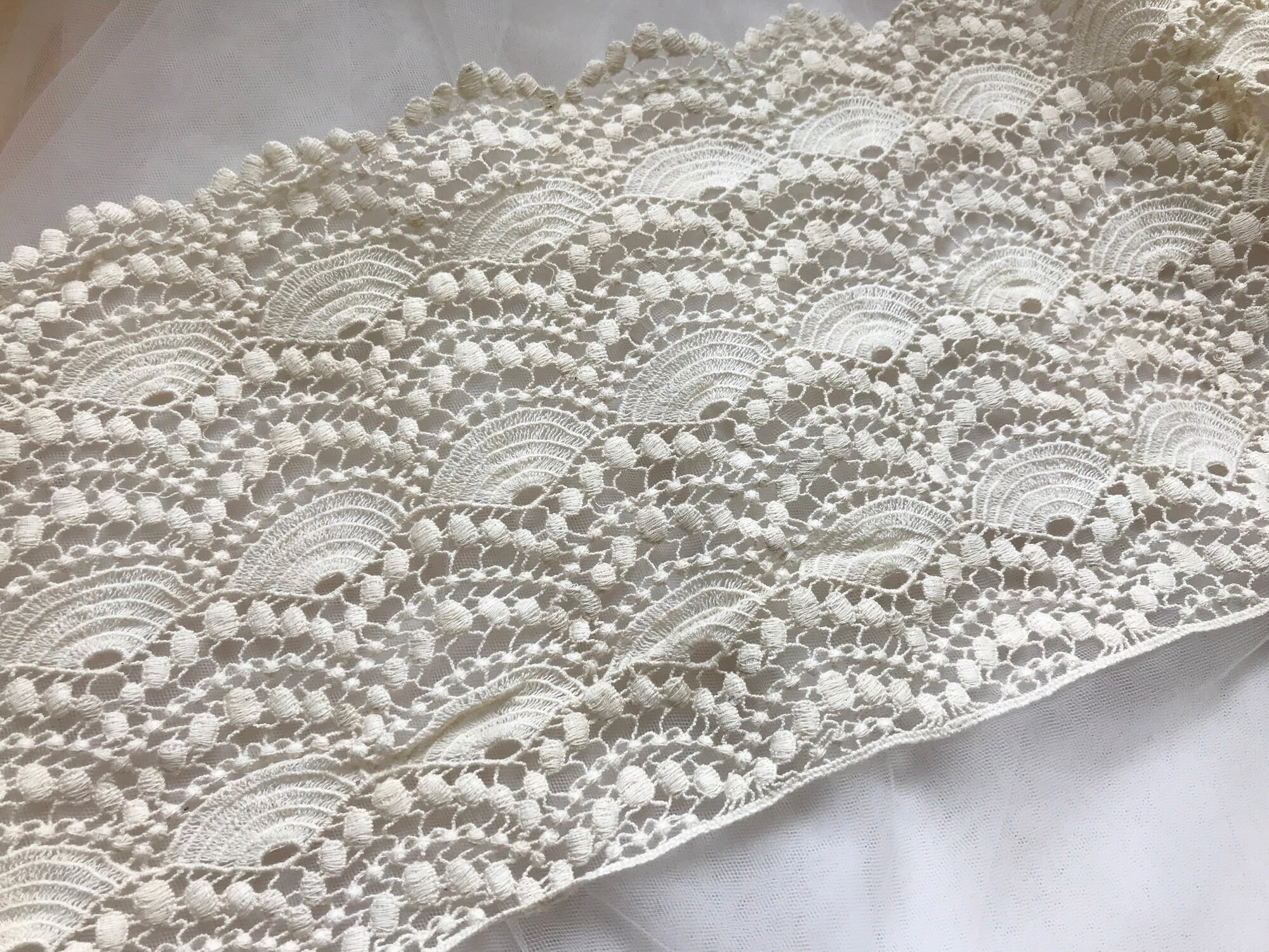 Scalloped Cotton Lace Retro Style Beige Hollow out Lace Trim | Etsy