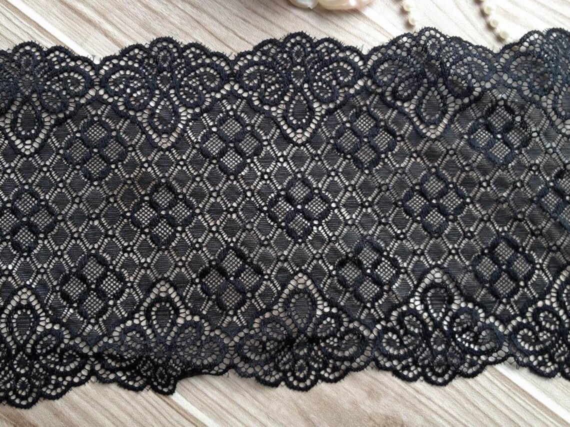 Black Stretch Lace Trim Soft Elastic Lace Fabric Trim for - Etsy