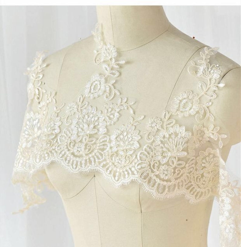 Alencon Lace Trim Royal Blue Trim Corded Embroidery Flower - Etsy