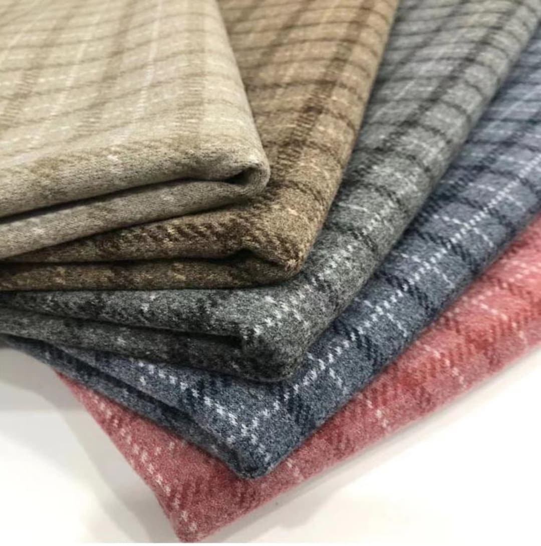 Soft Stretch Tweed Plaid Fabric, Jacquard Knitting Check Woven Material ...