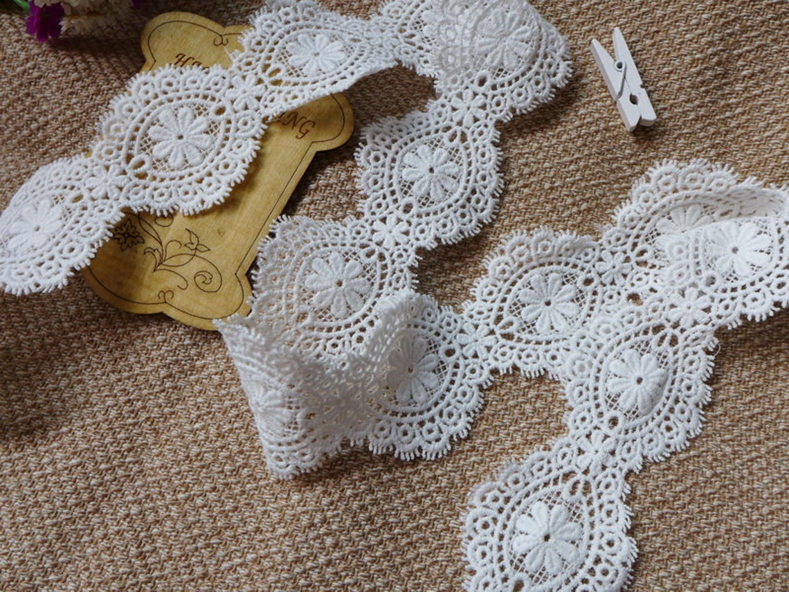 2 Circle Lace Eyelet Trim off White Cotton Lace Trim | Etsy