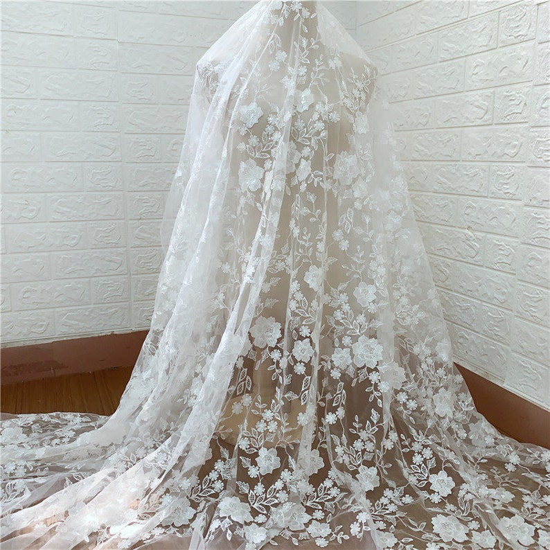 Lux Embroidery Floral Overlay Lace Fabric Stunning Clear | Etsy