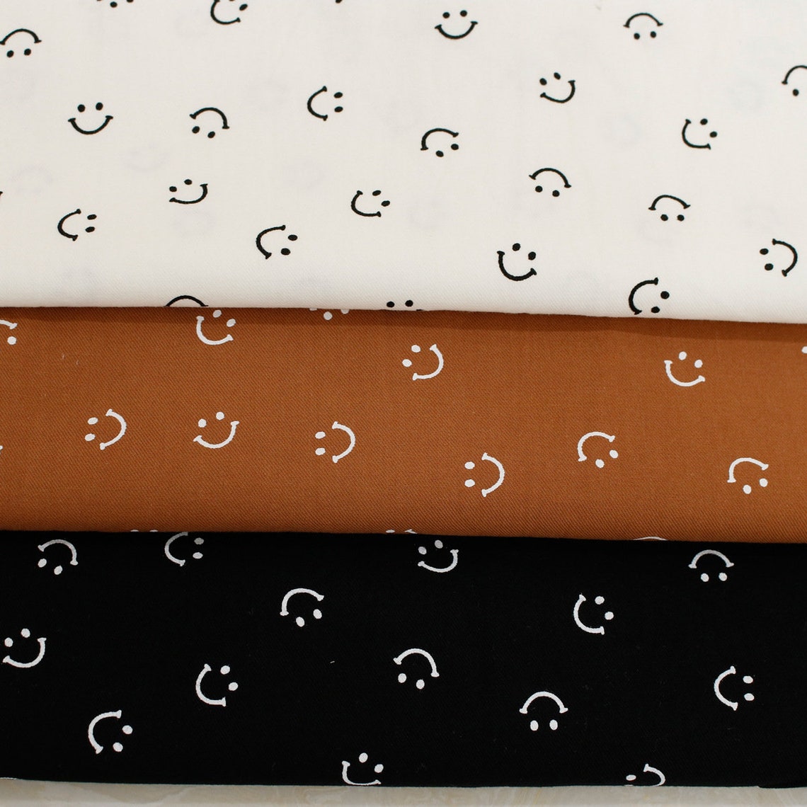 Lovely Print Smile Face Cotton Fabric Breathable Cotton | Etsy