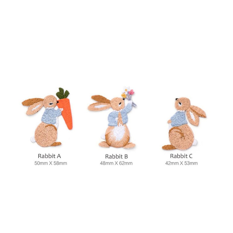 Adorable Rabbit Embroidery Patches, the Adventures of Alice Applique ...